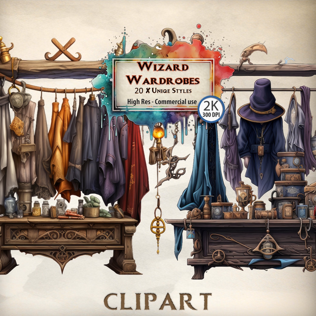 Wizard Clipart Wizards Wardrobe Graphic Design Templates Witch Clothes ...