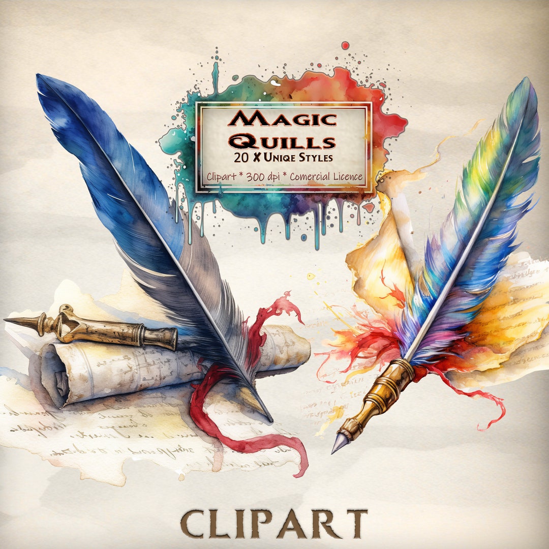 Magic Quill Clipart Fantasy Quill Parchment Quick Writing Pen - Etsy