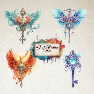 Magical Keys Clipart Fantasy Clipart Bundle Dark Magic Lock Magical ...