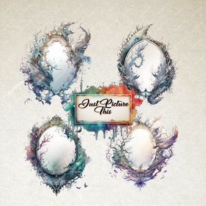 Watercolour Magic Mirror Vintage Clipart Bundle Fantasy Mirror Unique ...