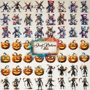 Halloween Clipart Bundle Massive Halloween Pumpkins Creepy Puppets ...