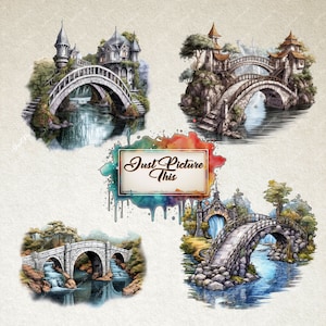 Bridge Clipart Fantasy Bridges Clipart Bundle Medieval Style Fairytale ...