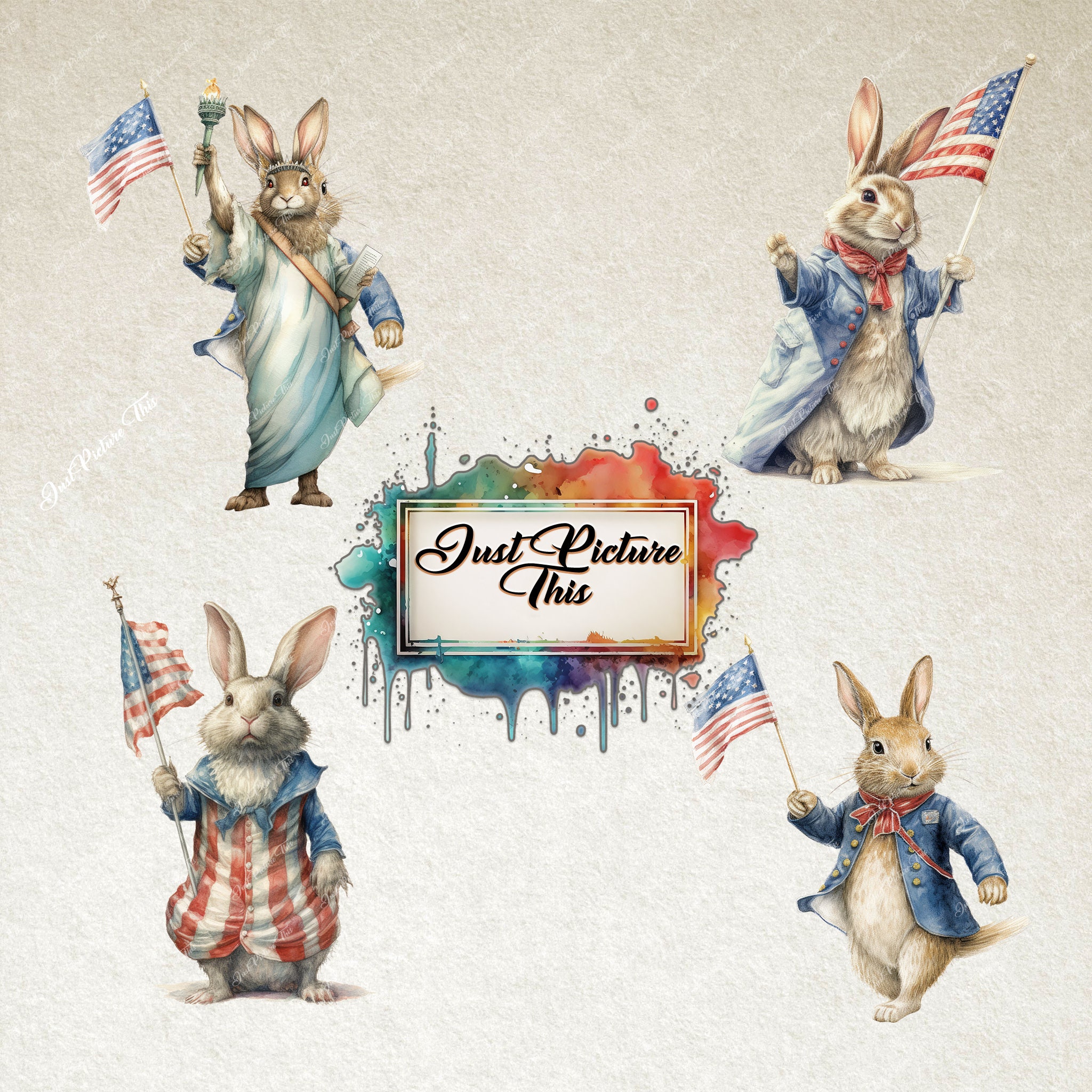 4 de julio Clipart Rabbit Clipart Bundle 4 de julio Día de la - Etsy México