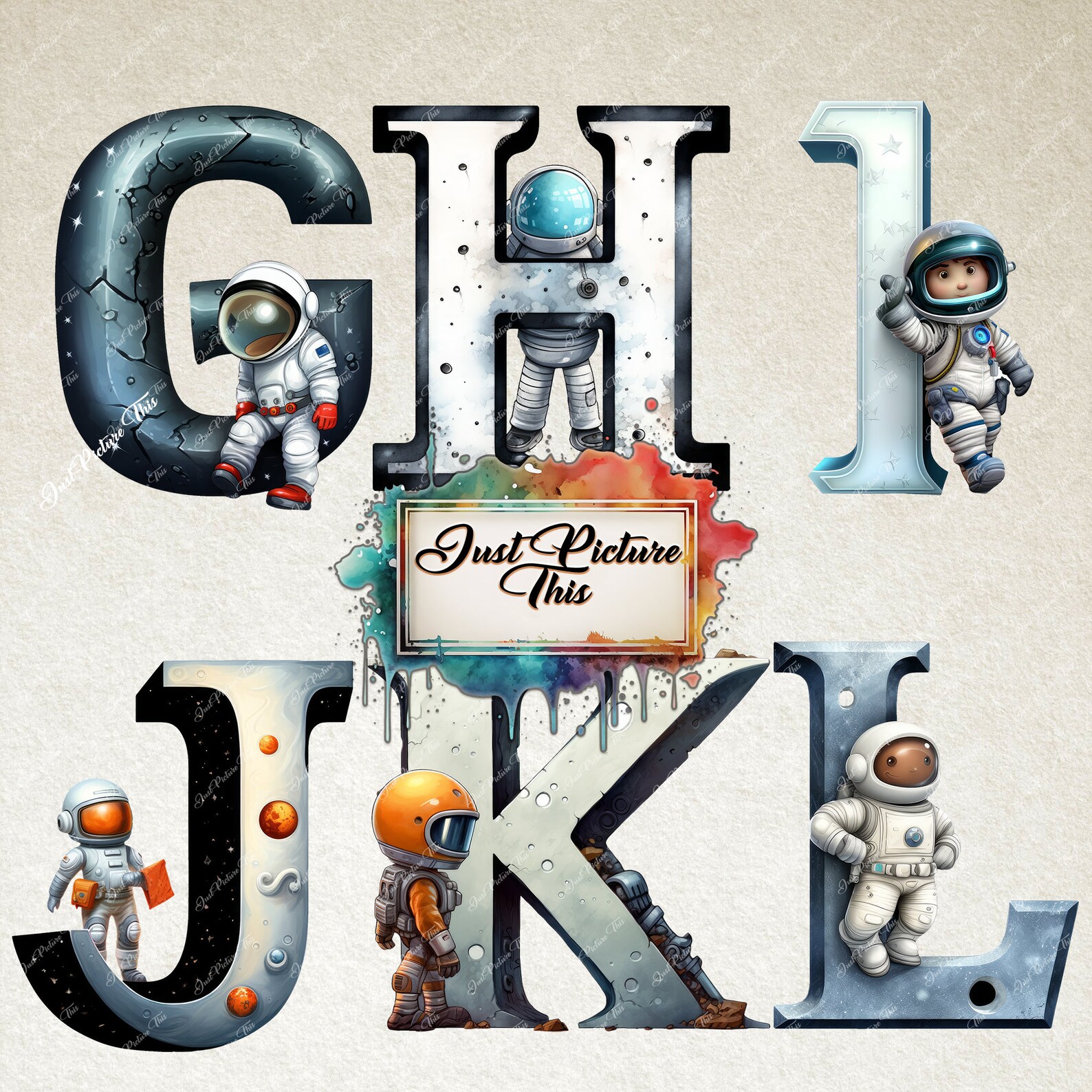 Astronaut Letters Clipart Illuminated Alphabet Graphics Childrens Fonts ...