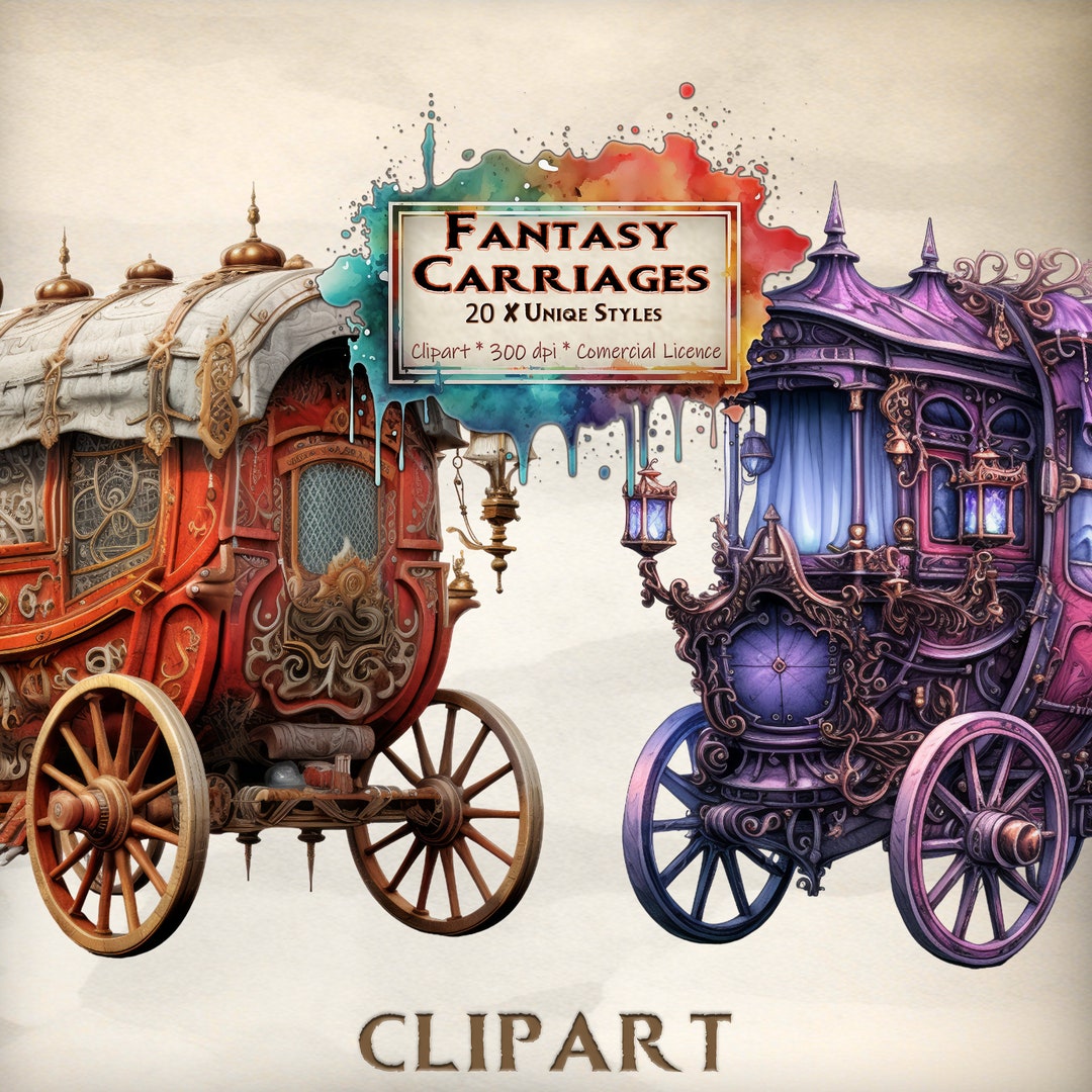 Carriage Clipart Fantasy Wagon Magical Fairytale Themed - Etsy