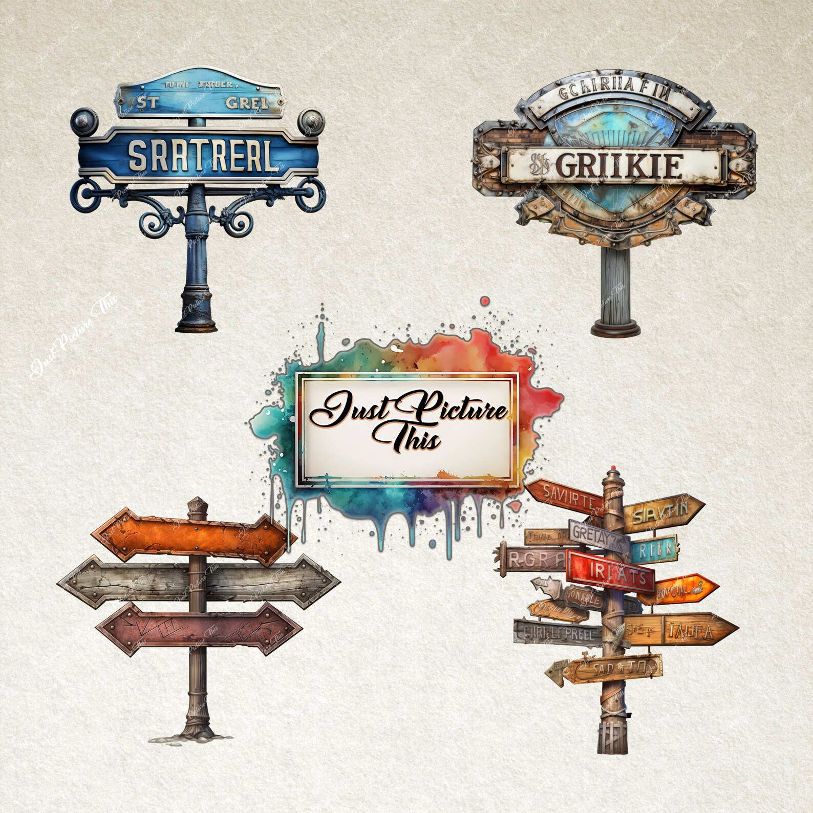 Fantasy Signs Clipart: Medieval Town Signage (PNG) - Etsy