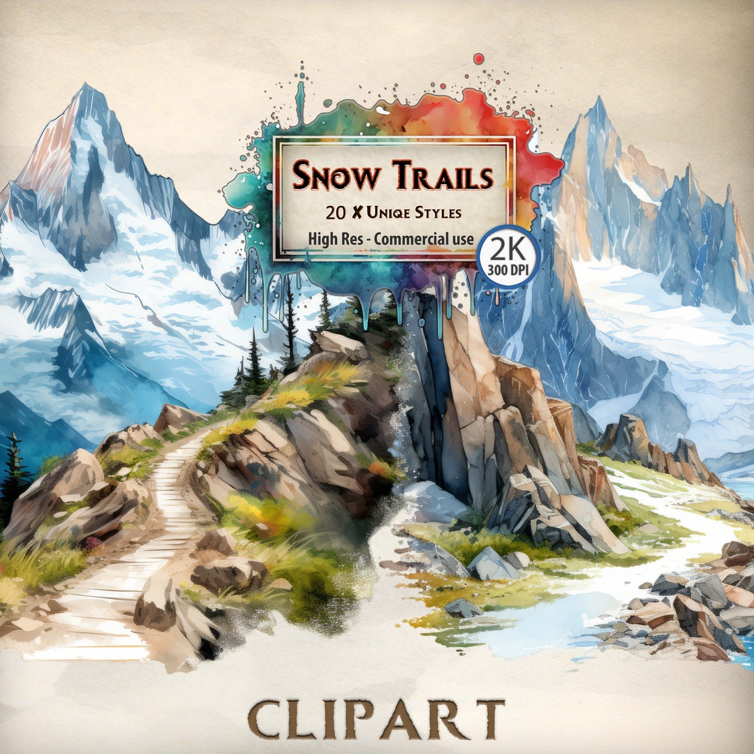 Snowy Mountain Trail Clipart Cold Hiking Snow and Ice Wilderness ...
