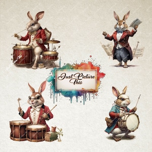 Music Clipart Musical Rabbit Clipart Bundle Bunnies Big Rabbits Dressed ...