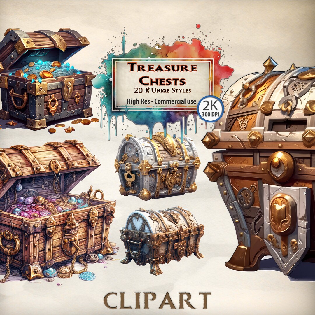 Treasure Chest Clipart Pot of Gold Clipart Bundle Pirate Treasure ...