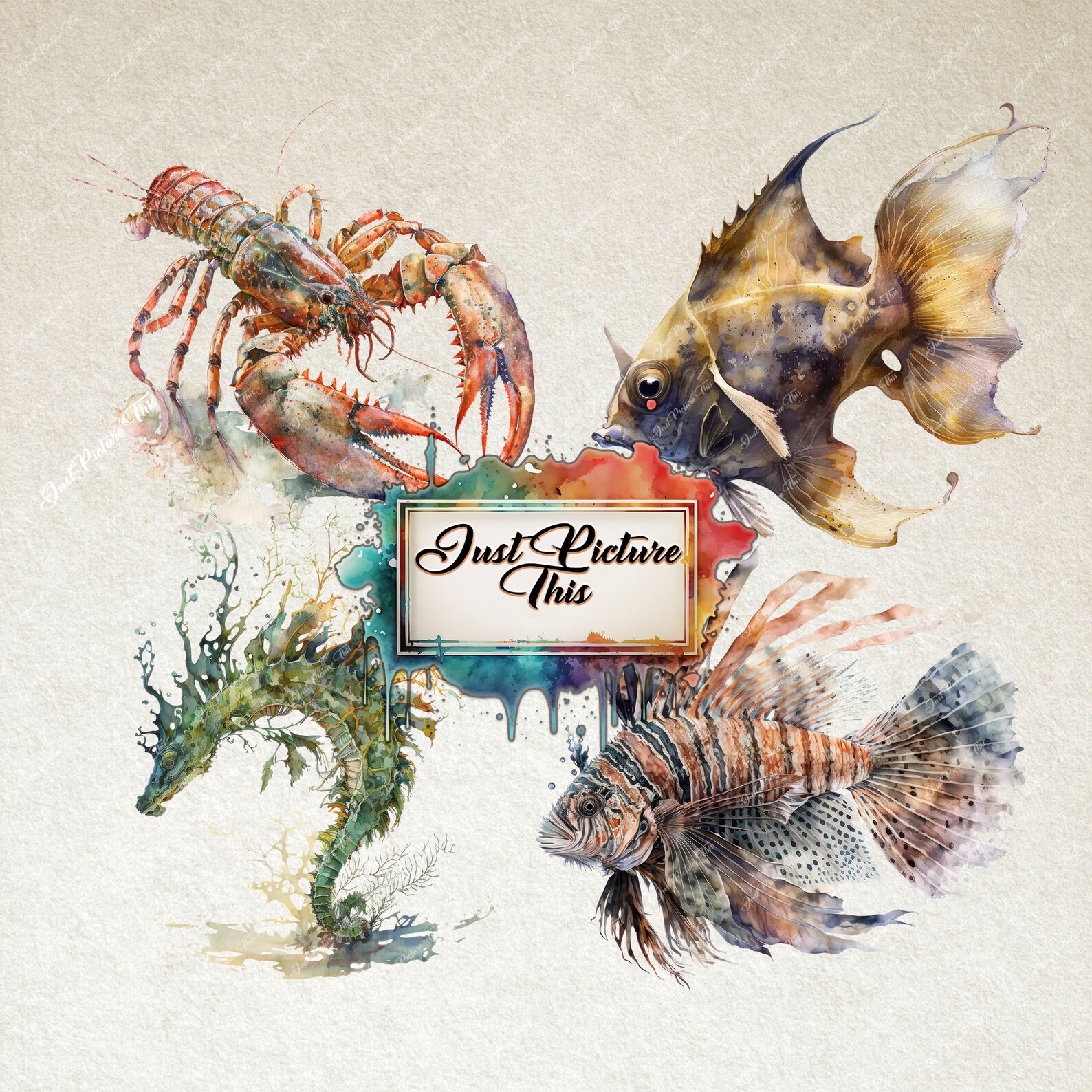 Watercolour Sea Creatures Clipart Bundle Beautiful Animal - Etsy