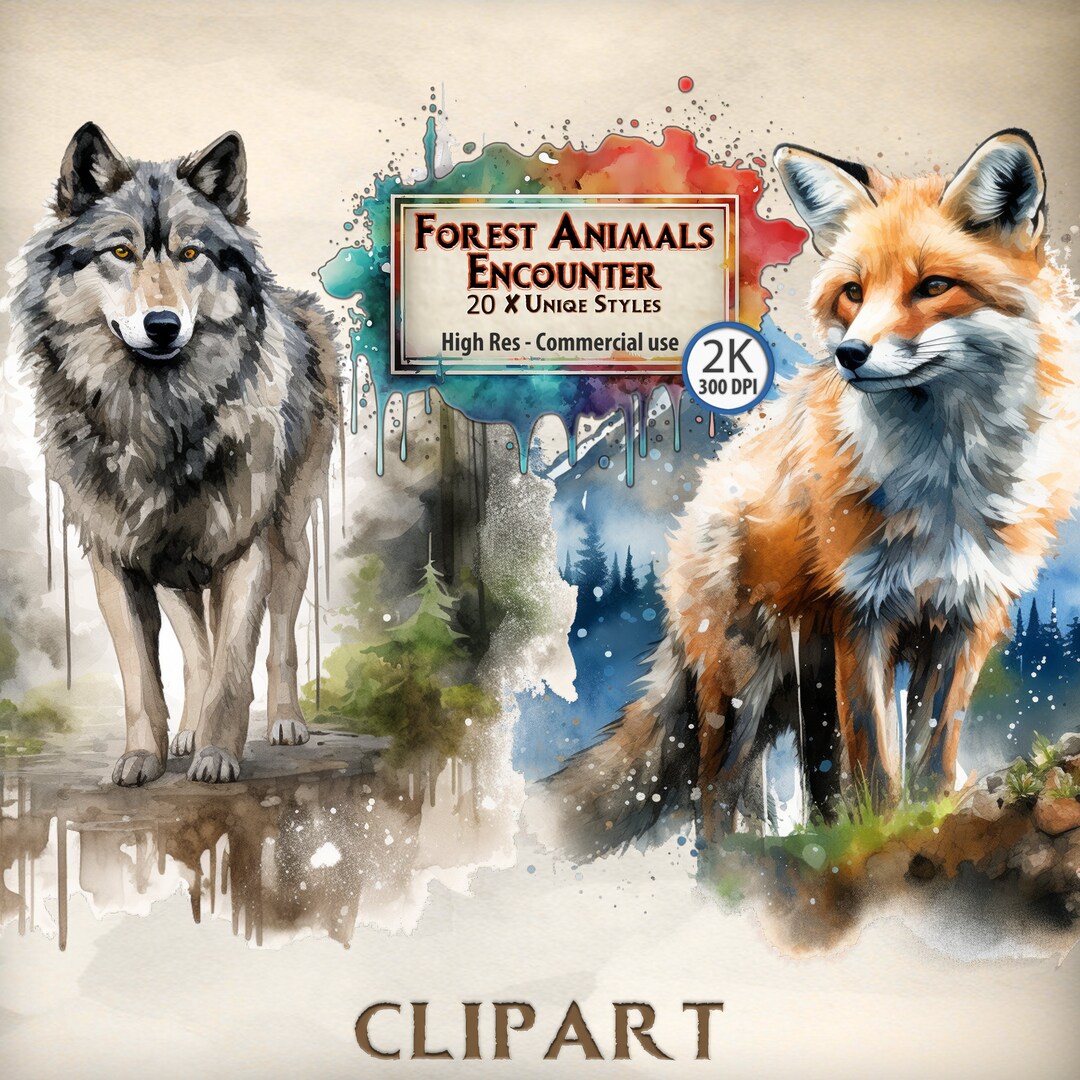 Mountain Trails Animal Clipart Forest Animals on Trails Graphics Wolf ...