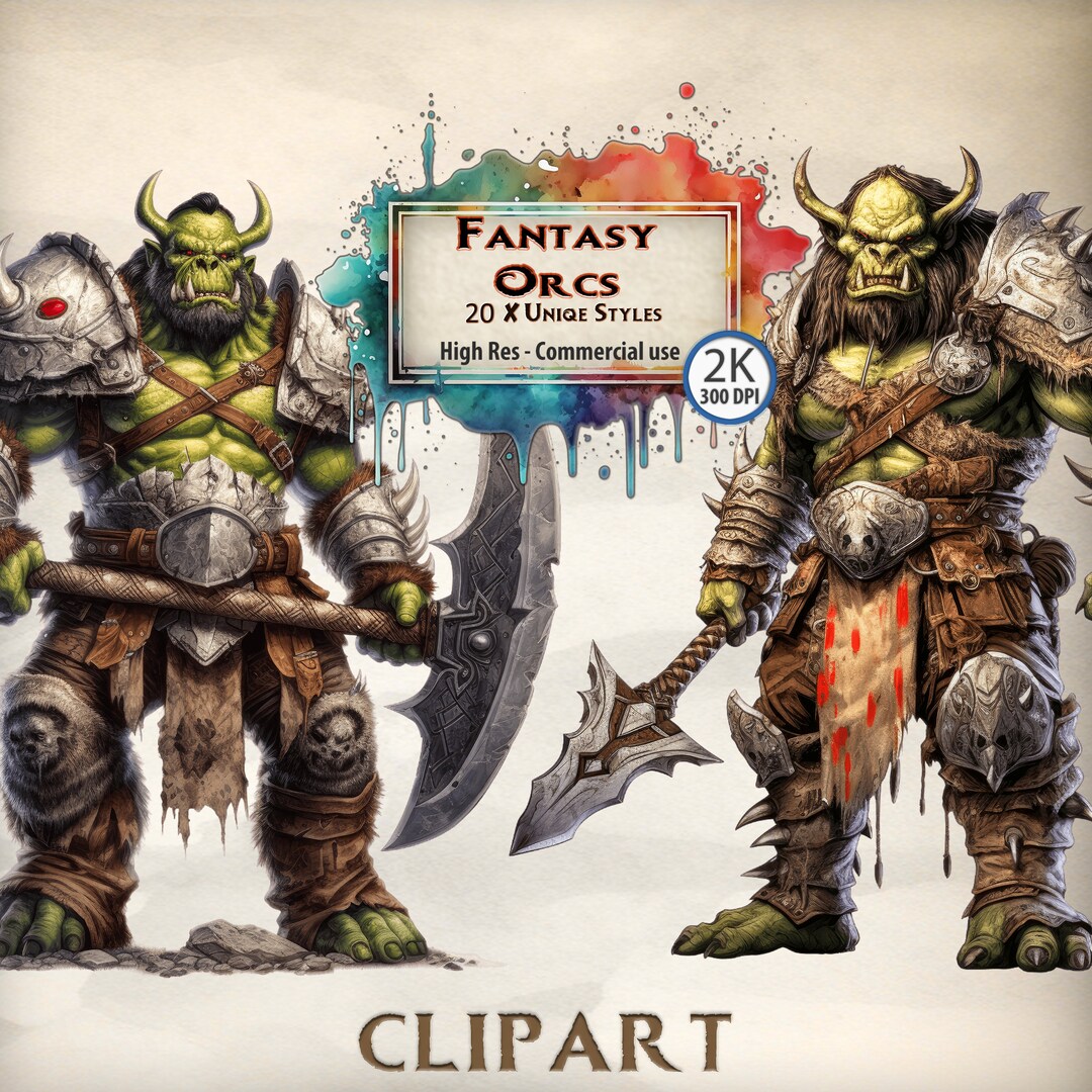 Fantasy Orcs Clipart Orc Warrior Green Mythical Role Playing Stock ...