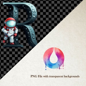 Astronaut Letters Clipart Illuminated Alphabet Graphics Childrens Fonts ...