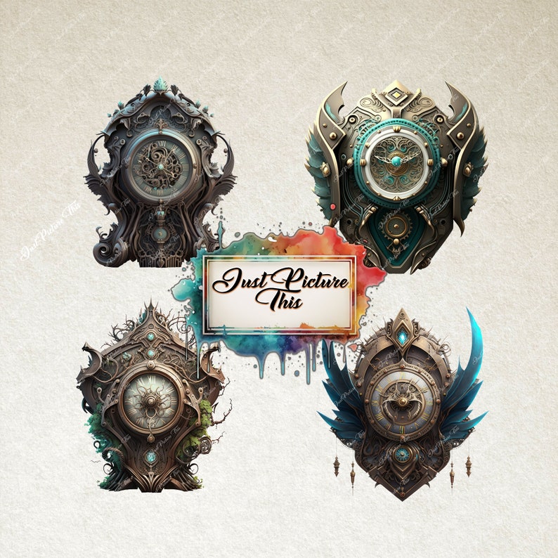 Fantasy Clocks Clipart Bundle Detailed Steampunk Clock - Etsy