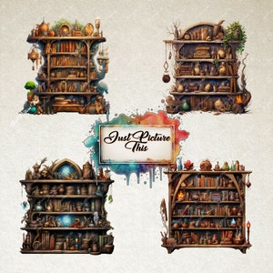 Bookcase Clipart Fantasy Books Wizard Library Clipart Fairy Tale ...