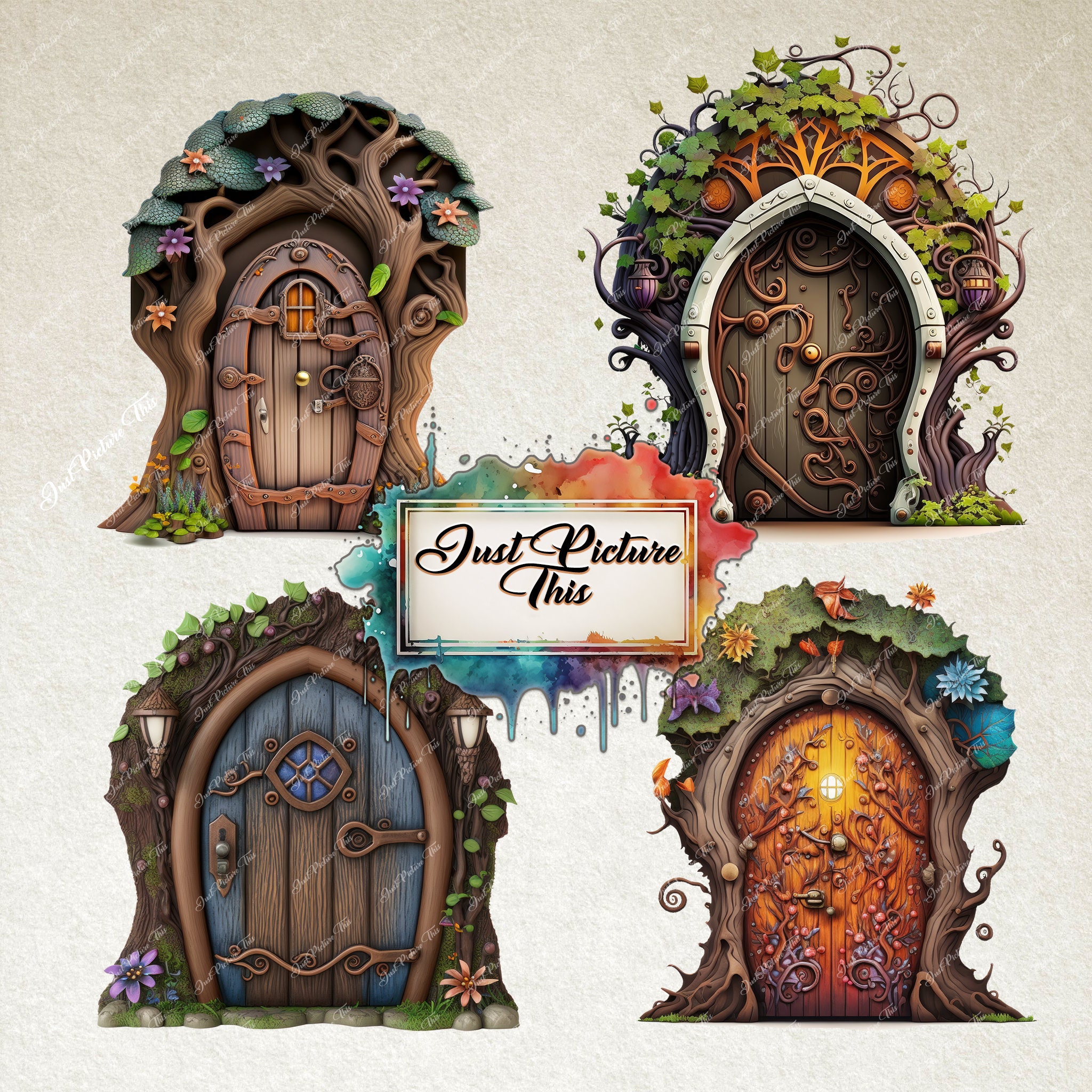 Fantasy Doors Clipart Bundle Detailed Stylized PNG File - Etsy