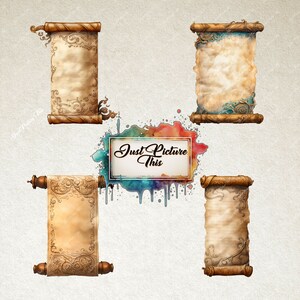 Fantasy Scroll Clipart: Vintage Parchment Graphics (PNG) - Etsy