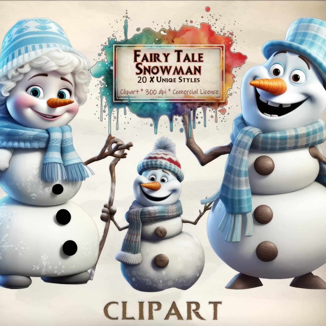 Christmas Snowman Clipart: Cute Cartoon PNG Files (20 Styles) - Etsy