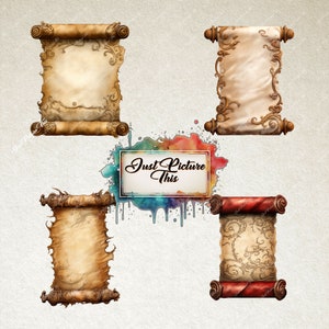 Fantasy Scroll Clipart: Vintage Parchment Graphics (PNG) - Etsy