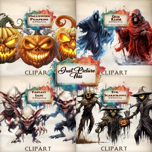 Halloween Clipart Bundle Massive Halloween Pumpkins Creepy Puppets ...