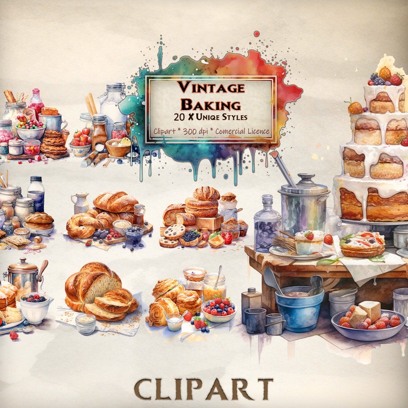 Baking Clipart Watercolor Baking Pictures Clipart Bundle Bake - Etsy