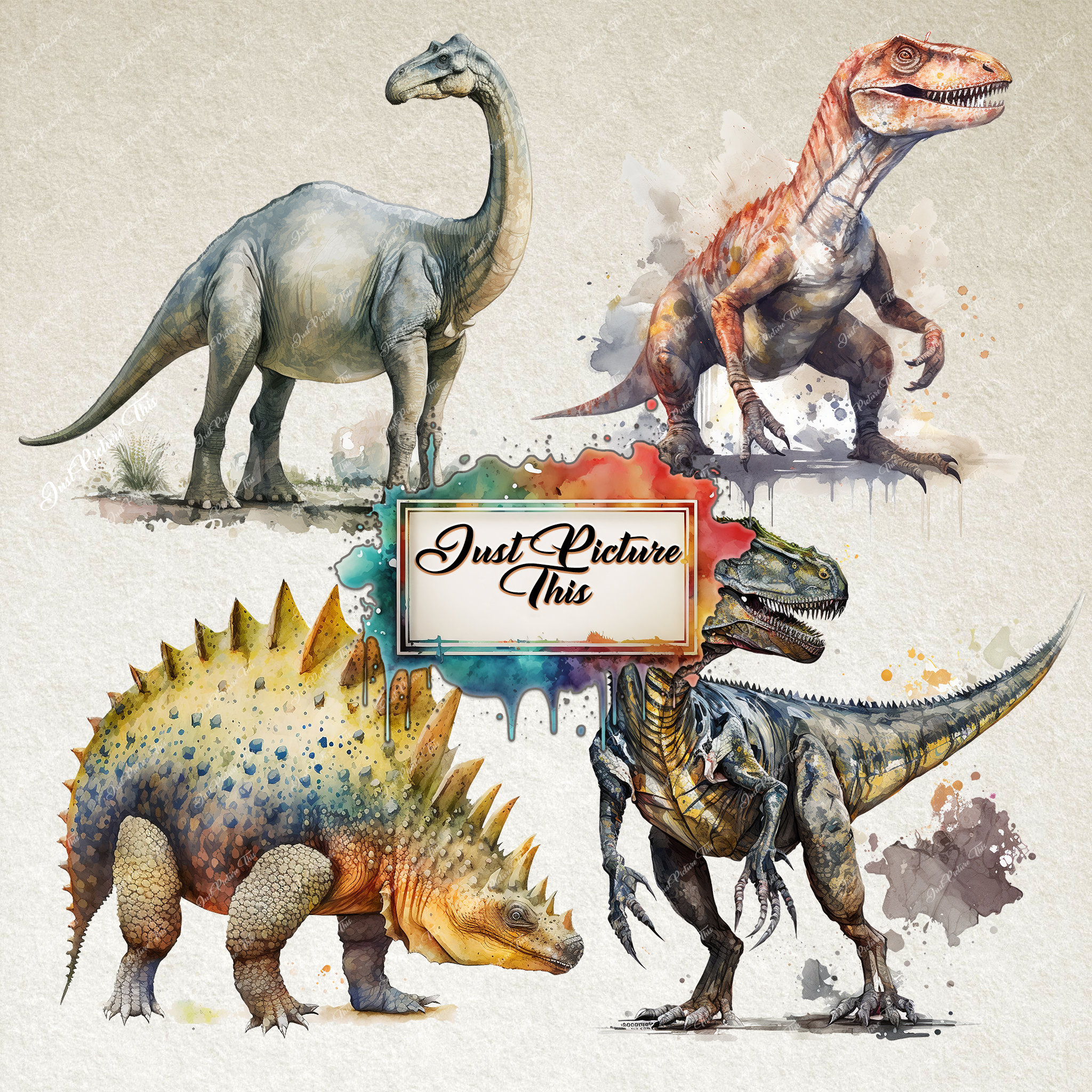 Watercolour Dinosaurs Clipart Bundle Fantasy Magical Land - Etsy