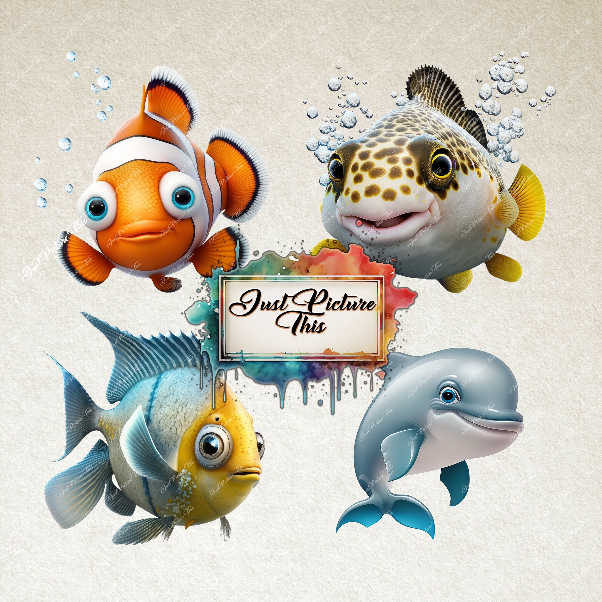 Under the Sea Clipart Cute Sea Animals Clipart Bundle Cute - Etsy