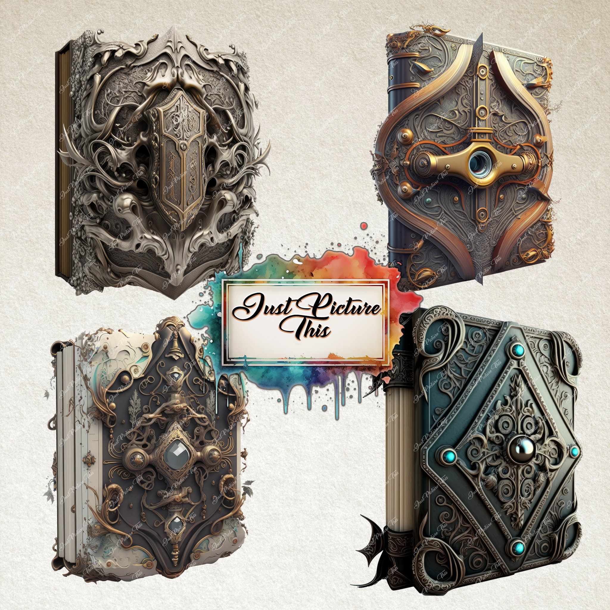 Fantasy Books Clipart Old Books Vintage Stylized Magical Books - Etsy