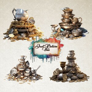 Treasure Clipart Pot of Gold Clipart Pirate Treasure Clipart Bundle ...