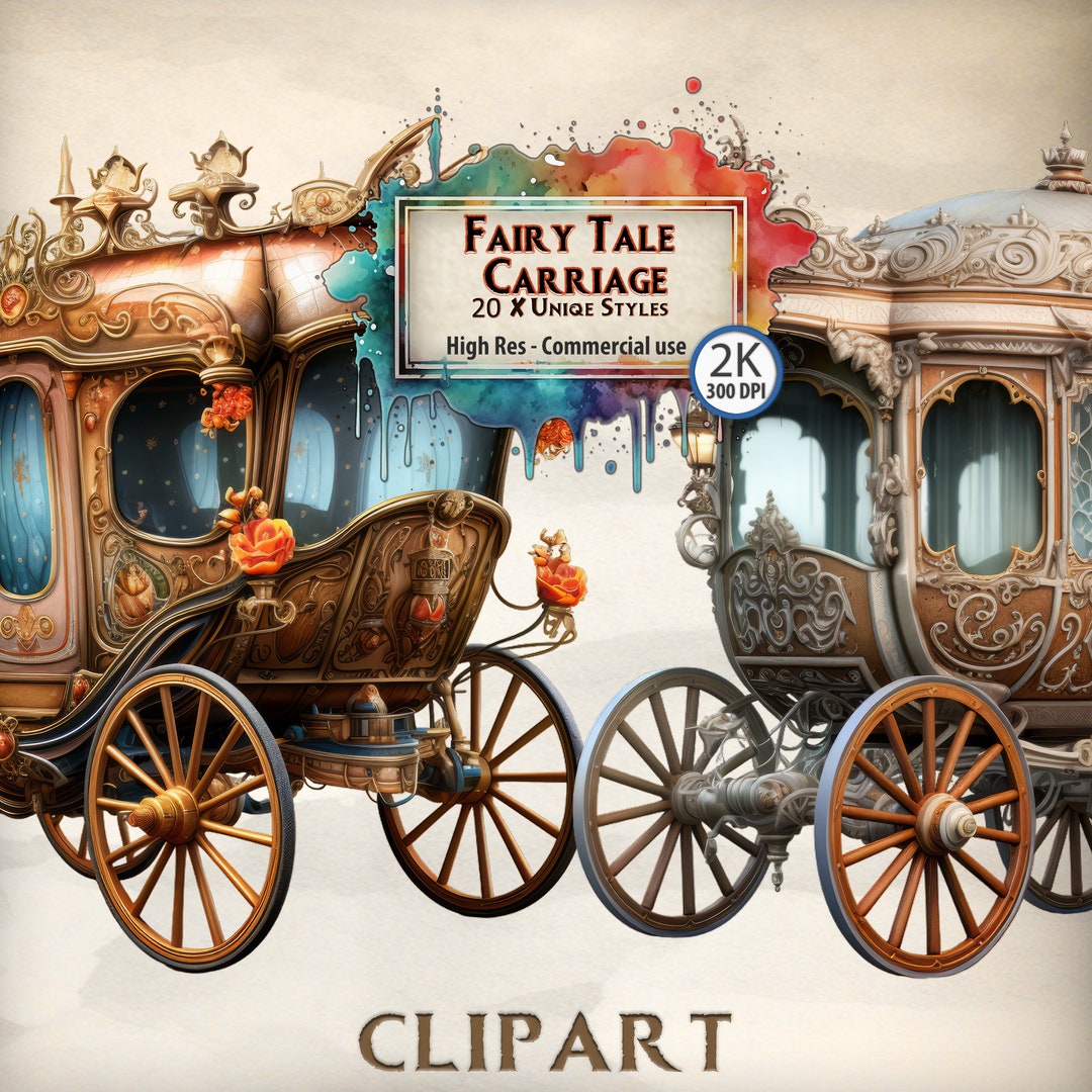 Fairy Tale Carriage Clipart: Princess Prom Graphics (PNG) - Etsy