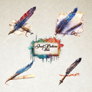 Magic Quill Clipart Fantasy Quill Parchment Quick Writing Pen Artwork ...