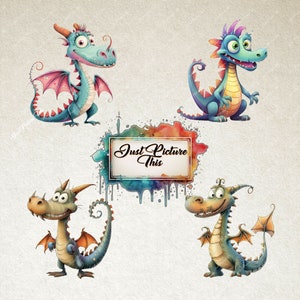 Cute Dragons Clipart Bundle: Whimsical Dragon Illustrations for Fantasy ...