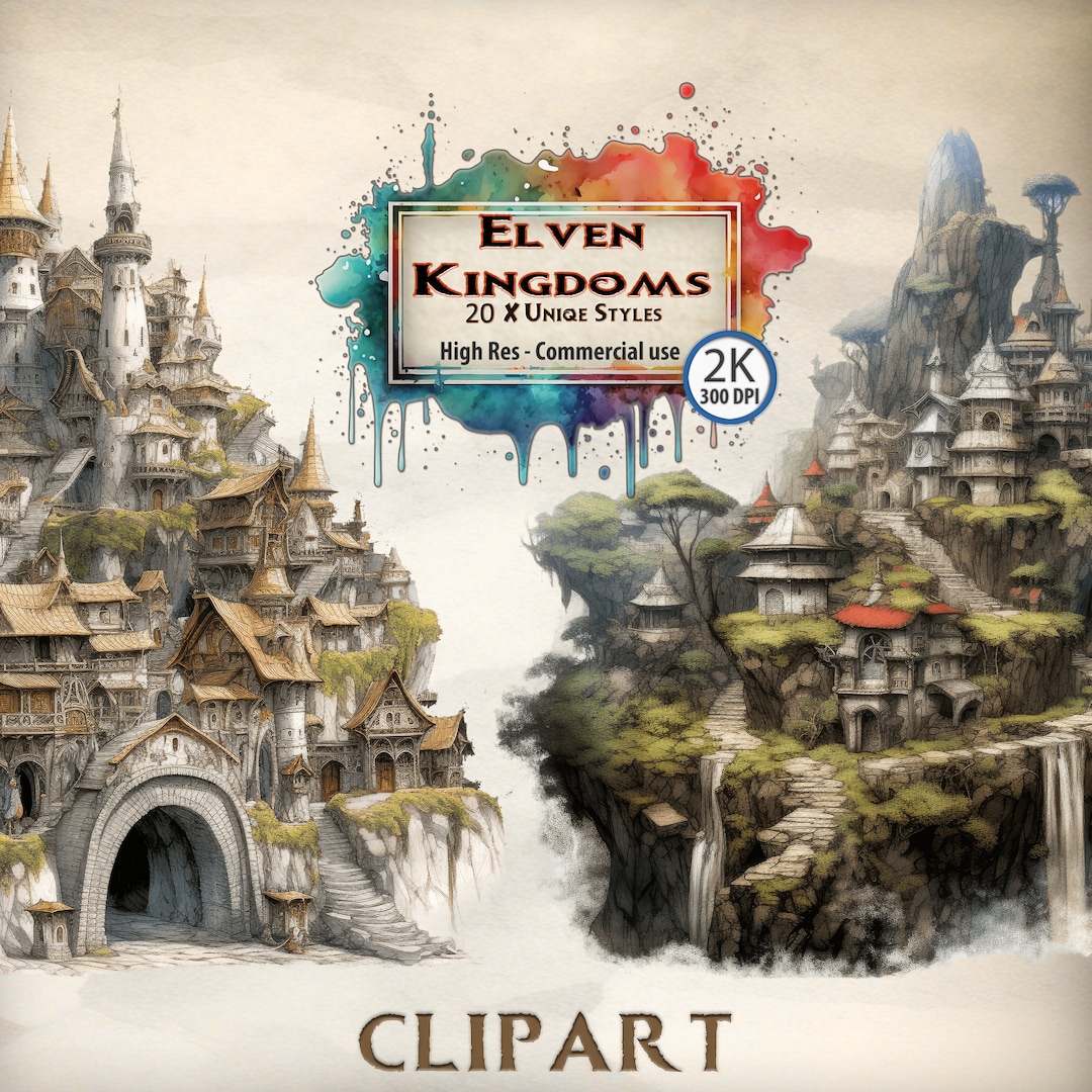 Elf Clipart Elven Kingdoms Fantasy Graphics Elven Realm Designs POD ...