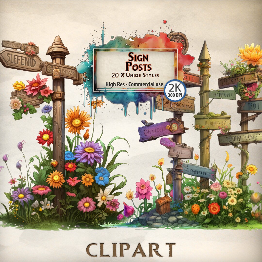 Sign Post Clipart Floral Signs Flower Graphics Wild Flowers Nature ...