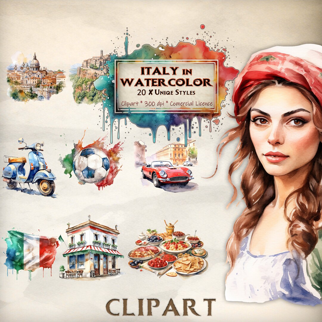Italy Clipart Italian Clipart Bundle Italian Food Summer - Etsy