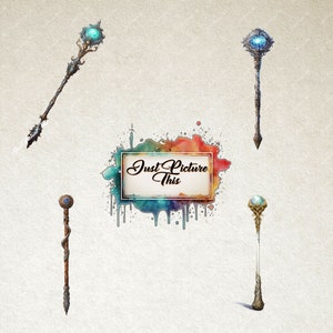 Magic Staff Clipart Bundle: Fairy Tale Wands, Sceptres (PNG) - Etsy