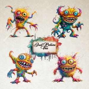 Little Monsters Clipart Bundle: Cute and Mischievous Monster ...