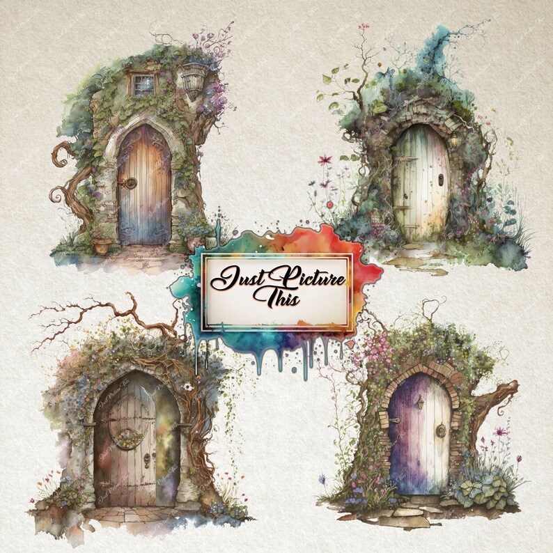 Watercolour Art Fantasy Fairy Doors Clip Art Bundle - Etsy