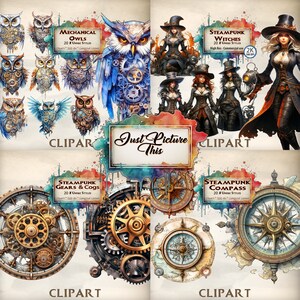 Steampunk Clipart Massive Steampunk Bundle PNG Witches Trains Gears ...