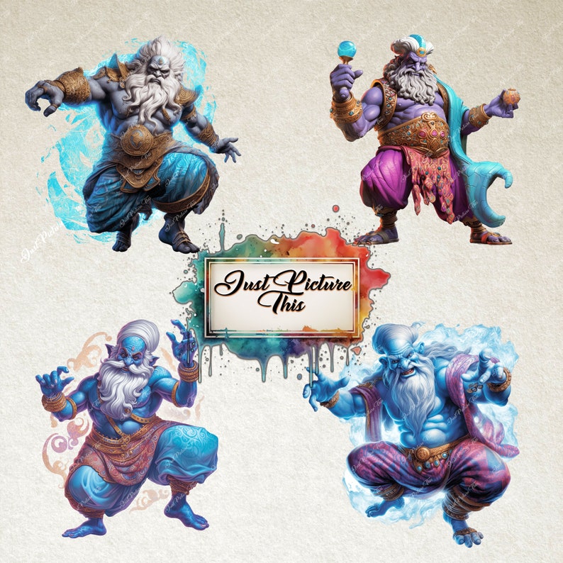 Blue Genie Clipart: Arabian Jinn Graphics (PNG) - Etsy