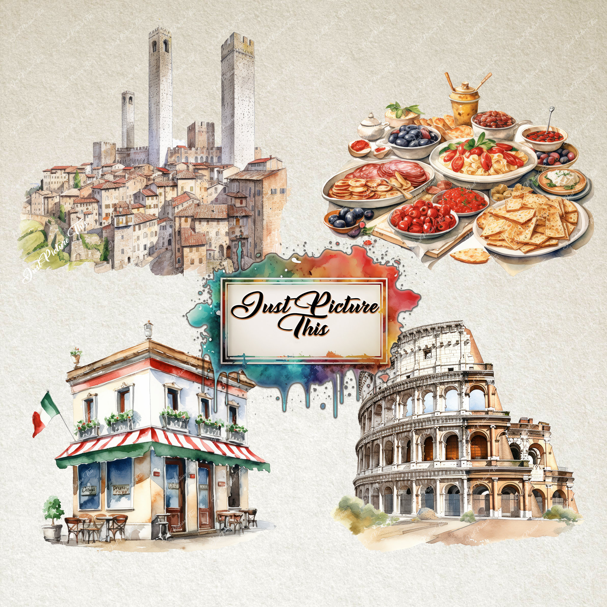 Italy Clipart Italian Clipart Bundle Italian Food Summer - Etsy Australia