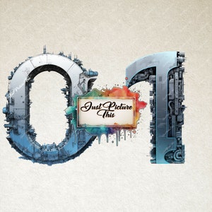 Sci Fi Numbers Clipart Cyberpunk Themed Numbers Graphics Illuminated ...