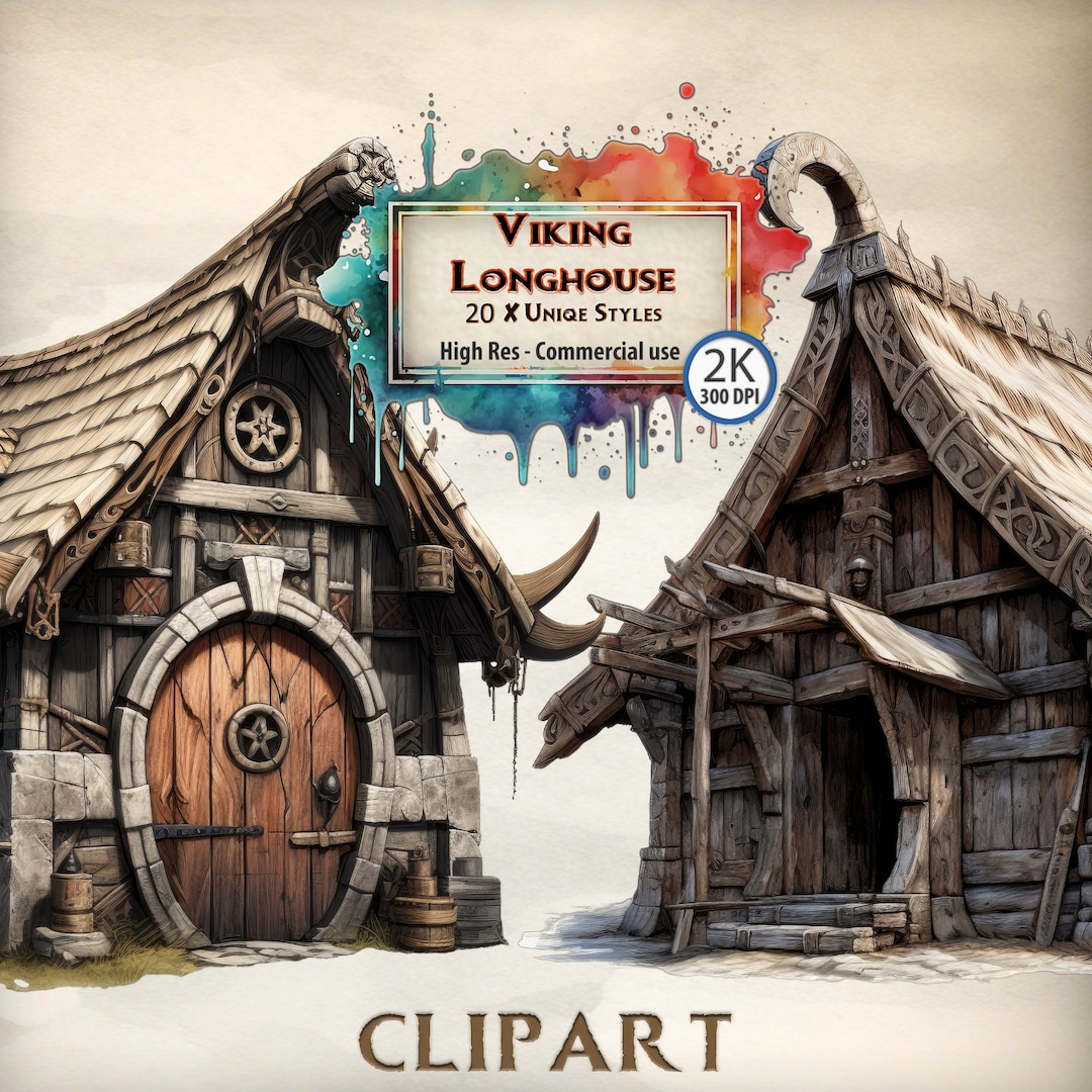 Viking Longhouse Clipart: Town House Graphics - Viking History Themed ...