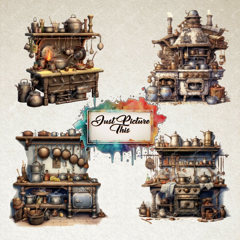 Vintage Kitchen Clipart Medieval Old Antique Style Clipart - Etsy