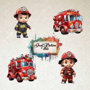 Firemen Clipart Children's Fire Fighters Graphics Kids Party Fire Men ...