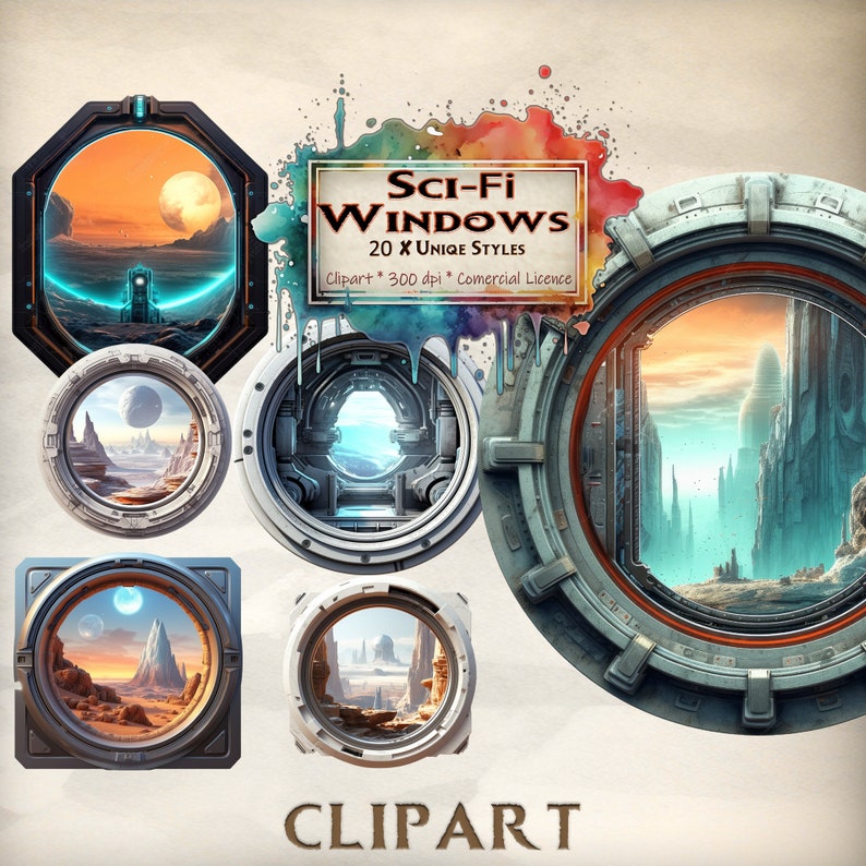 Sci-fi Window Clipart Futuristic Spaceship Windows for - Etsy