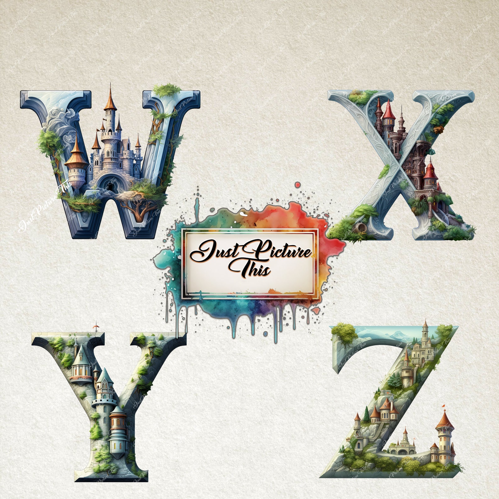 Fairy-tale Letters Clipart Illuminated Alphabet Graphics Fantasy Fonts ...