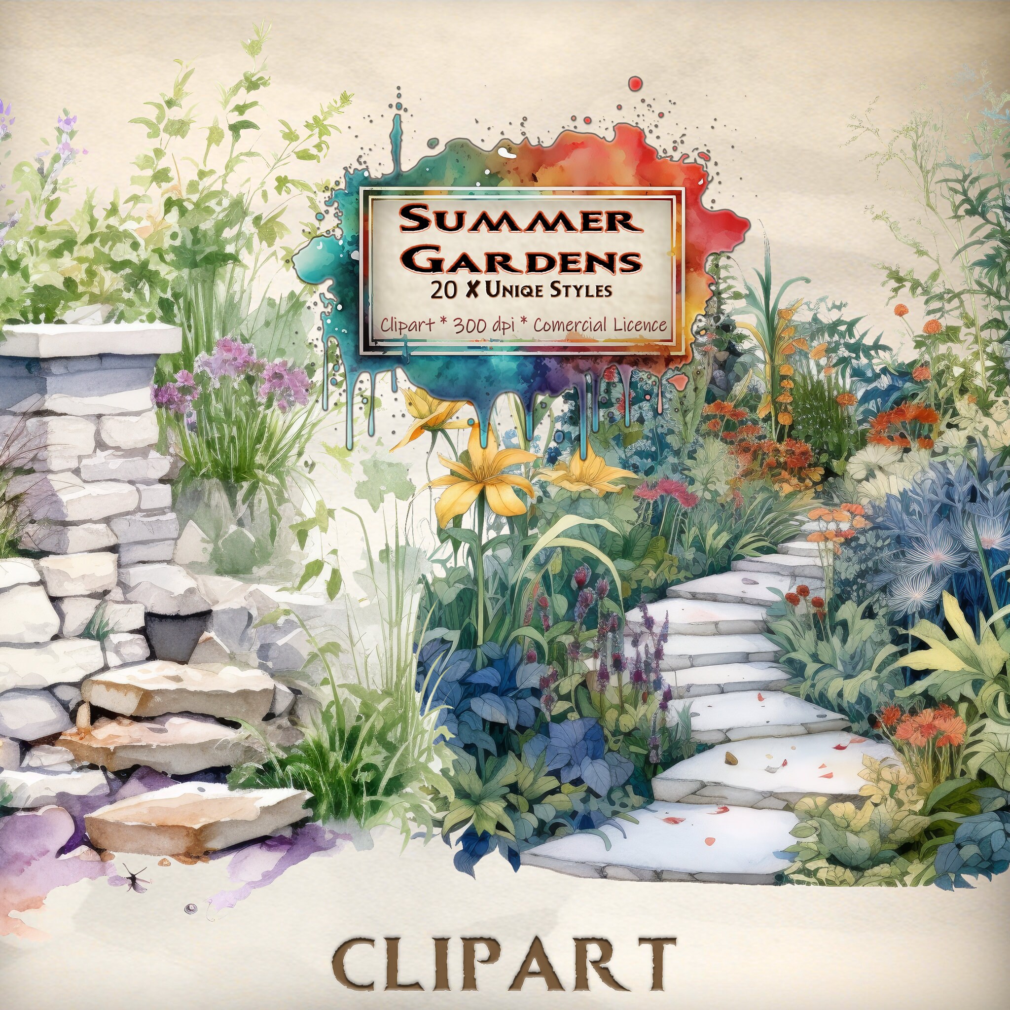 Summer Garden Clipart Gardening Clipart Bundle Summertime - Etsy Canada