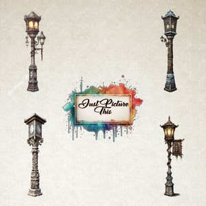 Lamp Post Clipart Fantasy Enchanting Illustrations: Mystical Glow of ...