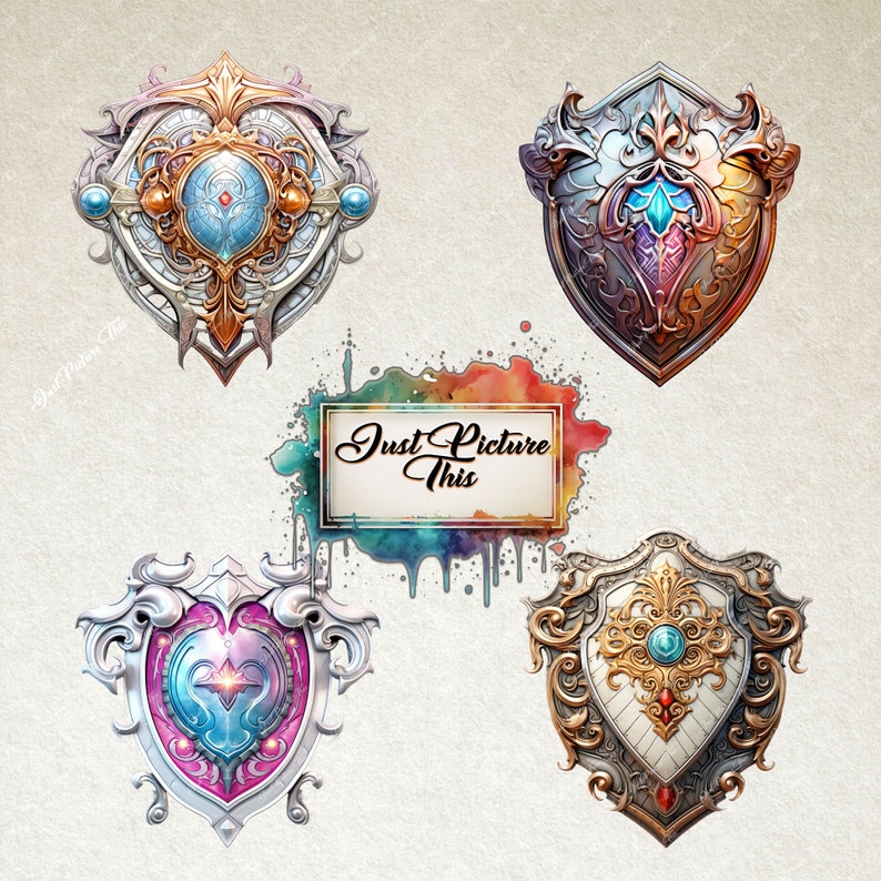 Shield Clipart: Fantasy RPG Knight Shields (PNG Files) - Etsy